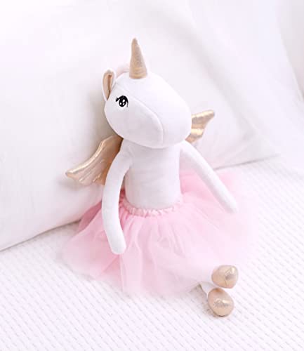 Perfectto Design Ballerina Unicorn Doll Stuffed Animal for Girls - Plush Toy Doll Set, Bag, Tutu Cloths, Wings - Play Set for 3 4 5 Year Old Girl Gift for Little Girl, Birthday, Christmas Age 3-9