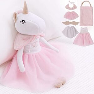 perfectto design ballerina unicorn doll stuffed animal for girls - plush toy doll set, bag, tutu cloths, wings - play set for 3 4 5 year old girl gift for little girl, birthday, christmas age 3-9