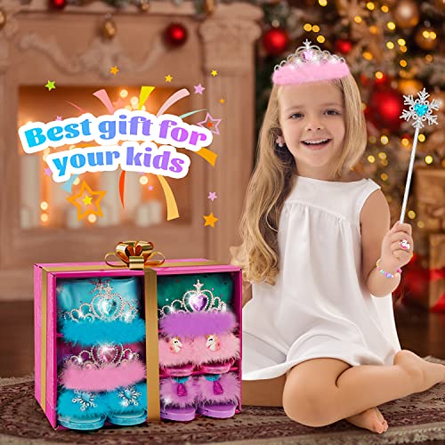 HAMSILY Princess Dress Up Shoes Set for Toddler Jewelry Boutique Kit, 3 Themes of Unicorn Mermaid Ice Princess Costumes Set, Pretend Play Gifts for Little Girls Aged 3-6 Years Old