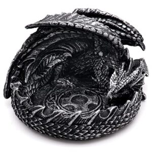 haxtec dragon dice jail guardian dnd dice tray holder dungeons and dragons accessories novelty dm rpg gift dragon statue decor(antique silver)