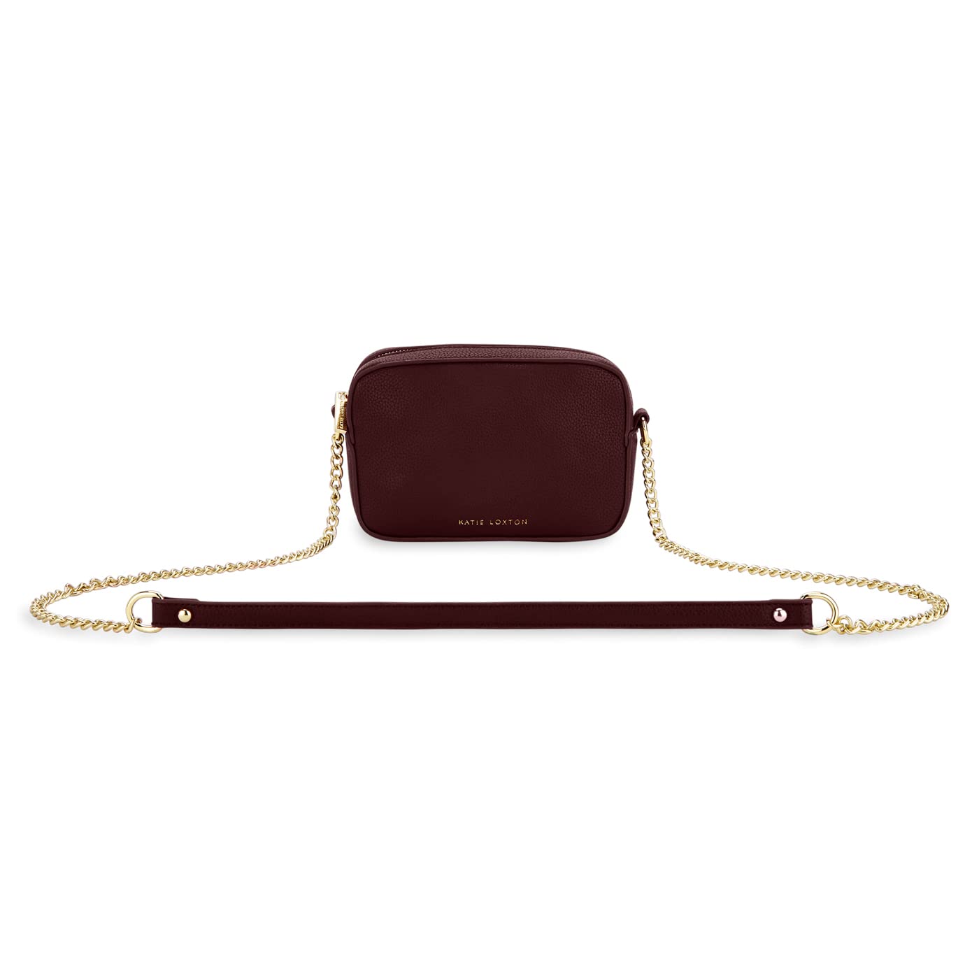 KATIE LOXTON Millie Small Womens Vegan Leather Chain Strap Mini Crossbody Clutch Handbag Purse Plum