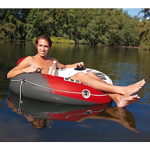 Intex River Run 53 Inch Inflatable Floating Water Tube Lake Pool Ocean Raft & River Run II Inflatable 2 Person Pool Tube Float w/ Cooler & Repair Kit