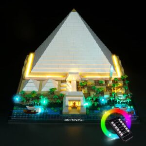 vonado led light kit compatible with lego 21058 great pyramid of giza (no model), building lighting kit compatible with lego 21058 architecture bricks toy (remote-control version)