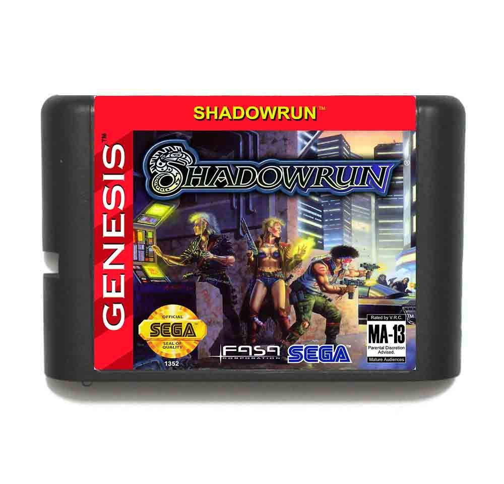 Shadow Run MD 16 bit Game Card For Sega Mega Drive For Genesis-PAL-E