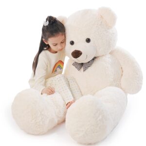 poutmac big teddy bear 4ft giant white soft stuffed animals cute plush toy for girlfriend women kids for valentine's christmas birthday