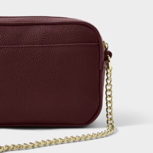 KATIE LOXTON Millie Small Womens Vegan Leather Chain Strap Mini Crossbody Clutch Handbag Purse Plum