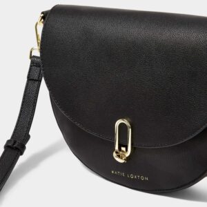 KATIE LOXTON Quinn Womens Medium Convertible Crossbody Saddle Handbag Purse Black