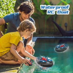 Toys for Boys Age 8-12-13, 3 in 1 Water Land and Air RC Boat RC Car, 2.4 GHz High Speed Remote Control Boat Car, Kids Drone 360° Spin and Flip, RC-Hovercrafts Pool Toys Outdoor Toys Boy Gift Ideas