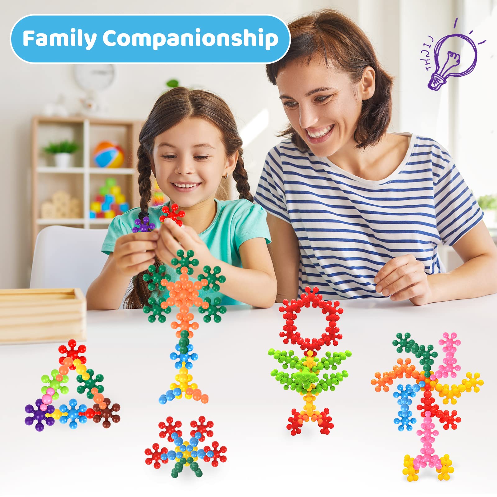 AVERYSHOP 200PCS Snowflake Interlocking Building Block, STEM Toys Educational Plastic Connect Block, Safe Material Creativity Kids Toys for Boys & Girls Ages 3+