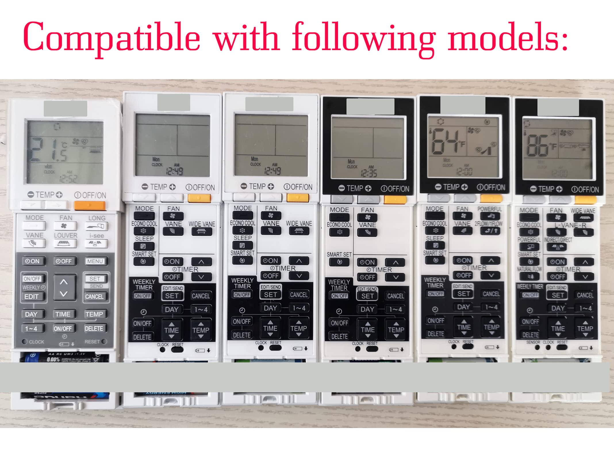 Replacement for Mitsubishi Electric Air Conditioner Remote Control MSZ-FS06NA MSZ-FS09NA MSZ-FS12NA MSZ-FS15NA MSZ-FS18NA MSZ-FS18NA2 MSZ-FH06NA MSZ-FH09NA MSZ-FH12NA MSZ-FH15NA MSZ-FH18NA MSZ-FH18NA2