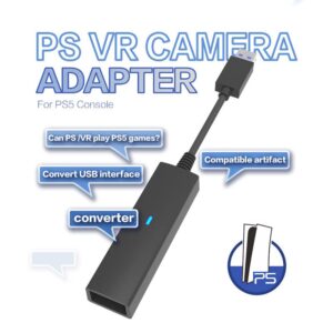 XBERSTAR PS5 Camera Adapter for PSVR/PS5, PS VR Converter Cable Comaptible with Playstation 5 Console (Adapter black)