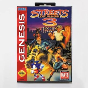 streets of rage 3 sonic version ntsc-usa 16 bit md game card with retail box genesis-us box