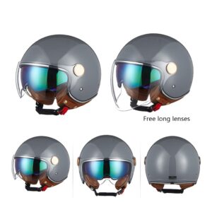 Open Face Helmets Light Breathable Street Sunscreen Moped Half Helmet with Sun Visor Cool Girl Style Retro Vespa Half Helmet for Men and Women Cruiser Scooter ATV, DOT Approved -E-L