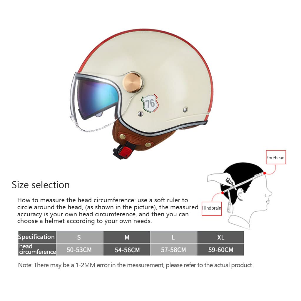 Open Face Helmets Light Breathable Street Sunscreen Moped Half Helmet with Sun Visor Cool Girl Style Retro Vespa Half Helmet for Men and Women Cruiser Scooter ATV, DOT Approved -E-L