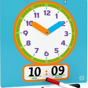 Scribbledo Writable Dry Erase Learning Clock for Kids Write & Wipe Demonstration Clock for Kids Learning to Tell Time Classrooms and Homeschool Supplies