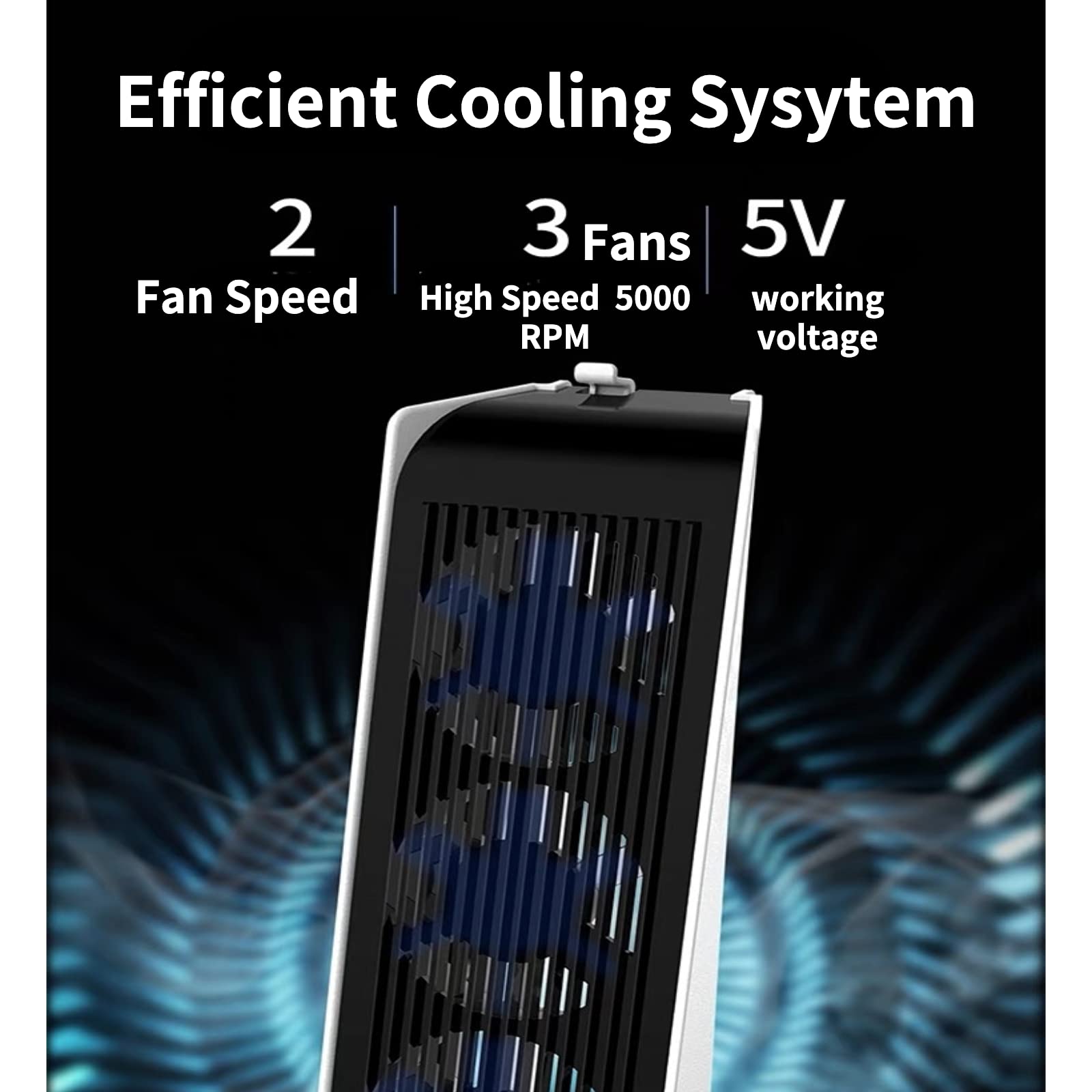 PS5 Cooling Station with 3 Cooling Fans Extra 3.0 USB Port Adjustable Fan Speeds Quiet Compatible for Playstation 5 Console PS5 Digital PS5 Disc Edition PS5 Accessories