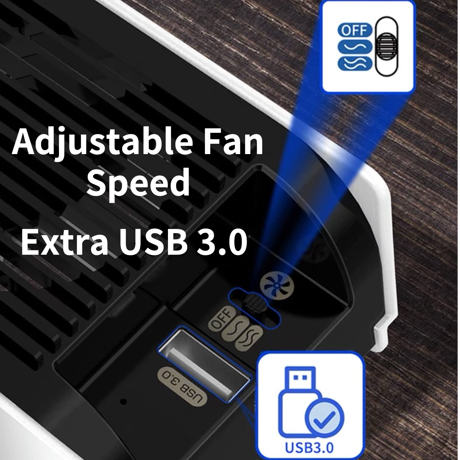 PS5 Cooling Station with 3 Cooling Fans Extra 3.0 USB Port Adjustable Fan Speeds Quiet Compatible for Playstation 5 Console PS5 Digital PS5 Disc Edition PS5 Accessories