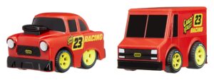 little tikes crazy fast cars 2-pack race chasers, race car themed pullback toy vehicles goes up to 50 ft