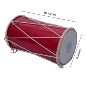 Handmade Wooden & Leather Classical Indian Folk Tabla Drum Set Hand Percussion Drums World Musical Instruments Punjabi Dhol Dholak Dholki 10 x 6 Inches Fun Birthday Housewarming Gift Ideas