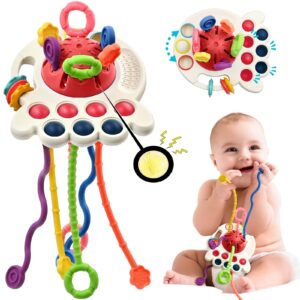 aituitui sensory montessori baby toys 6 to 12 months, toddler travel toys for 1 2 year old boy girl birthday gifts, soft pull string fidget educational learning bath toys for 9 10 18 months infant