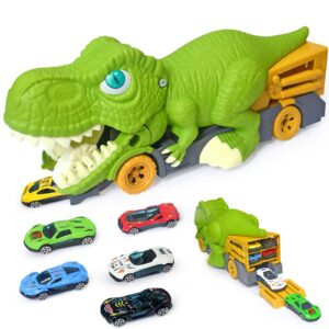 aykzaqe dinosaur eating cars transport truck carrier gift toys for 3 year old boys toys for 4 year old boys,toy cars for boys age 4-7,monster trucks for boys,dinosaur toys for kids 3-5