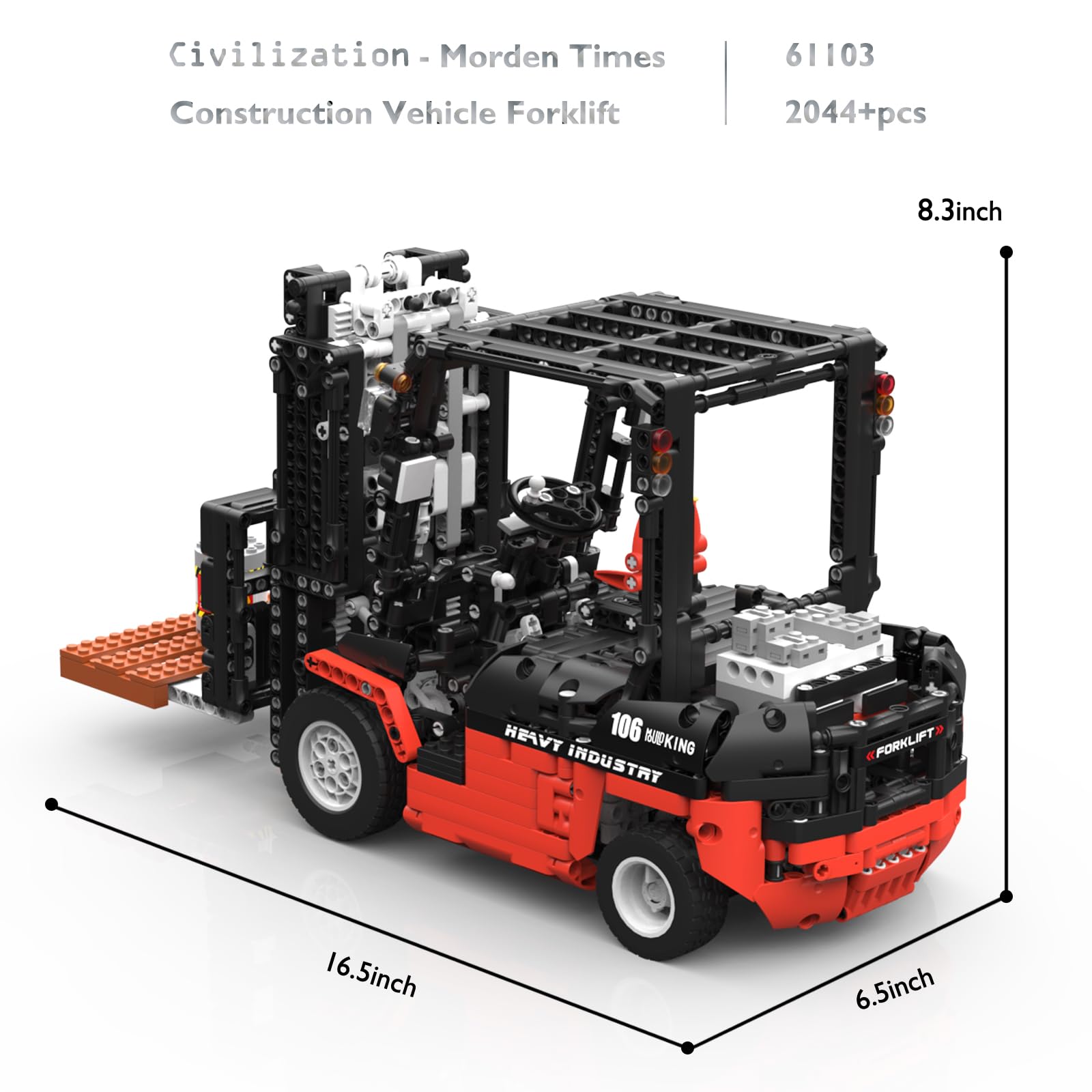 JMBricklayer Forklift Building Block Kit - 1:10 MOC Forklift RC Construction Machinery Building Block Truck Set, Model Brick Toys, Gift Toys for Teens Age 14+/Adults and Block Collectors(2044 Pieces)