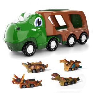 ihaha dinosaur trucks toys for kids 3-5, 5 in 1 dinosaur truck car toys for 3 4 5 year old boys toddler kids, dinosaur toys car trucks with flashing roar