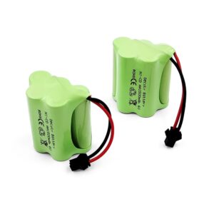 Gecoty 6V RC Battery, 2 Pack 1500mAh Ni-Cd Rechargeable 5-Cells AA Battery Packs with SM 2P Plug for Stunt RC Cars, Trucks, School Bus Toys, Outdoor Solar Light Batteries