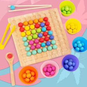 lovealotter wooden board bead game, montessori board beads game, early educational preschool toy, color sorting toys for toddlers, fine motor training for children, great gift for kids, for seniors