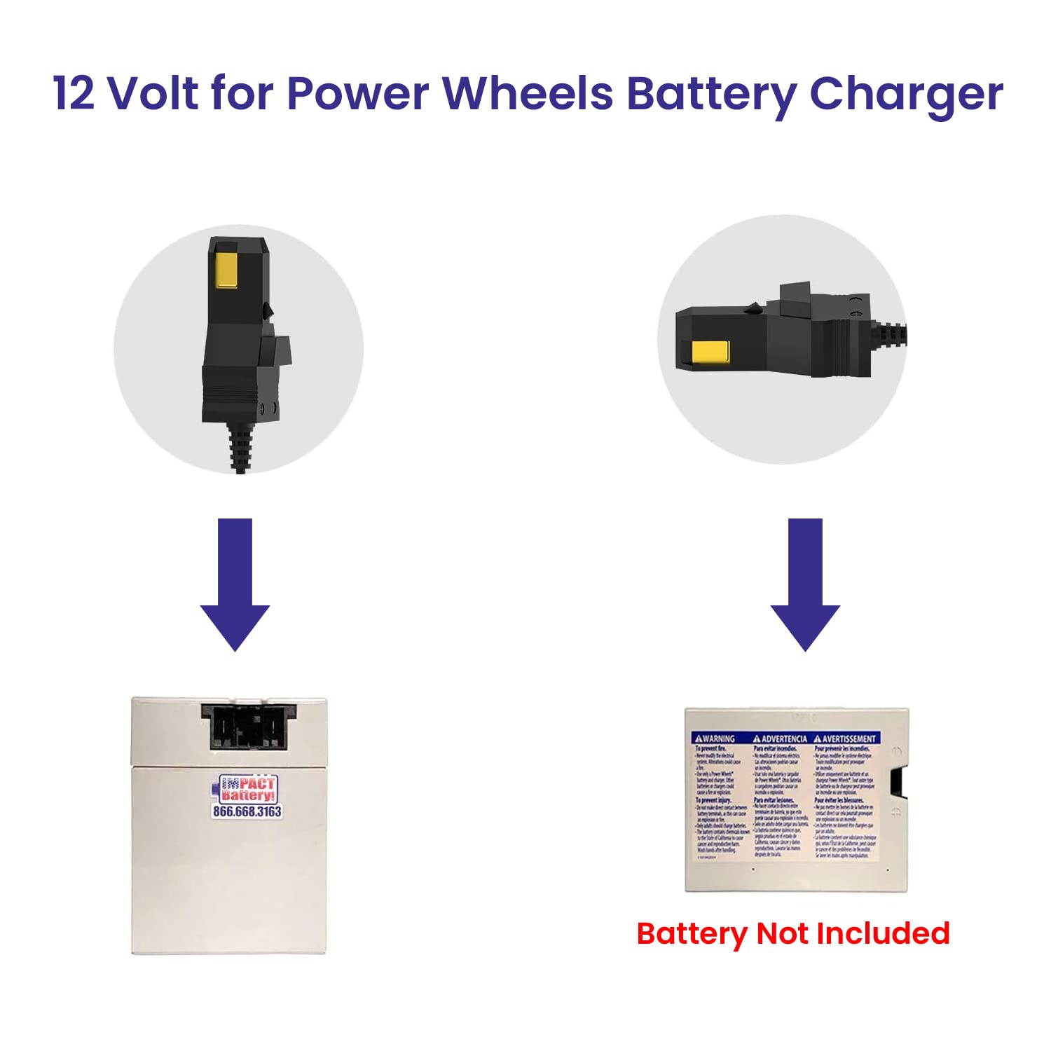 XXSZHY 12 Volt Battery Charger for All Power Wheels 12-Volt Ride-on Toys, for Fisher-Price Using The Orange Top Battery or The Gray Battery