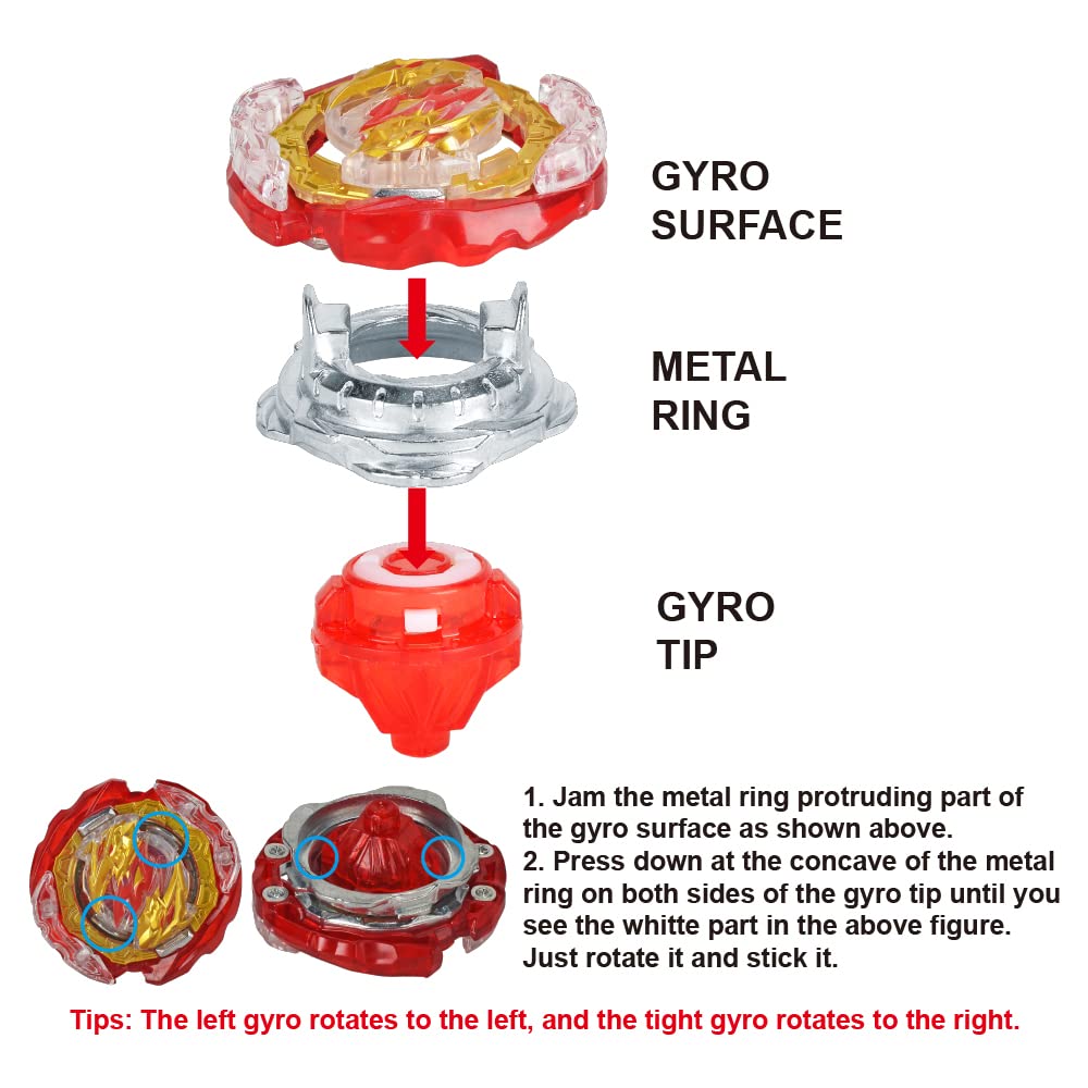 BeyBtatle Burst Gyro Toy Set 1 Spinning Tops 1x Launcher LR Left Right Spin DB Layer System, Metal Fusion Attack Type Battling Game Top with Launcher Toy Gift for Ages 6+