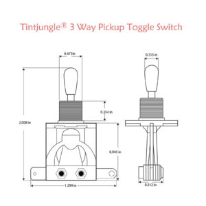 TintJungle 3 Way Short Straight Guitar Toggle Switch Pickup Selector with Tip Knob Caps Compatible with Gibson Toggle Les Paul Electric Guitars(Chrome Tip)