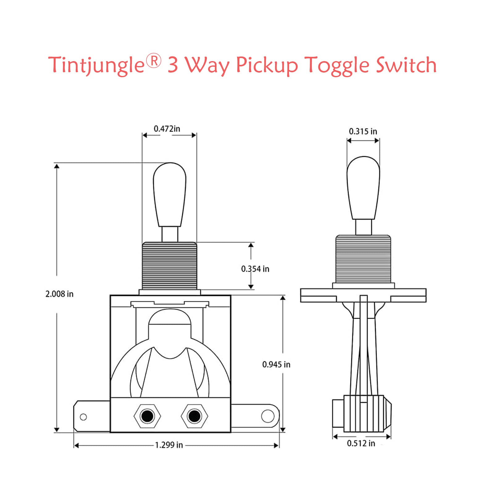 TintJungle 3 Way Short Straight Guitar Toggle Switch Pickup Selector with Tip Knob Caps Compatible with Gibson Toggle Les Paul Electric Guitars(Chrome Tip)