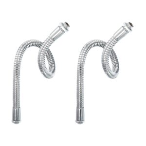 patikil 11.8" universal gooseneck hose, 2pcs m10/m8 fine thread 10mm metal bendable flexible arm gooseneck tube extension for multifunction diy, silver tone