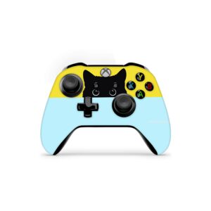 zoomhitskins controller skin compatible with x1 s and x1 x, vinyl sticker technology, black cat kitty cute kitten yellow blue, durable, 1 skin, made in the usa