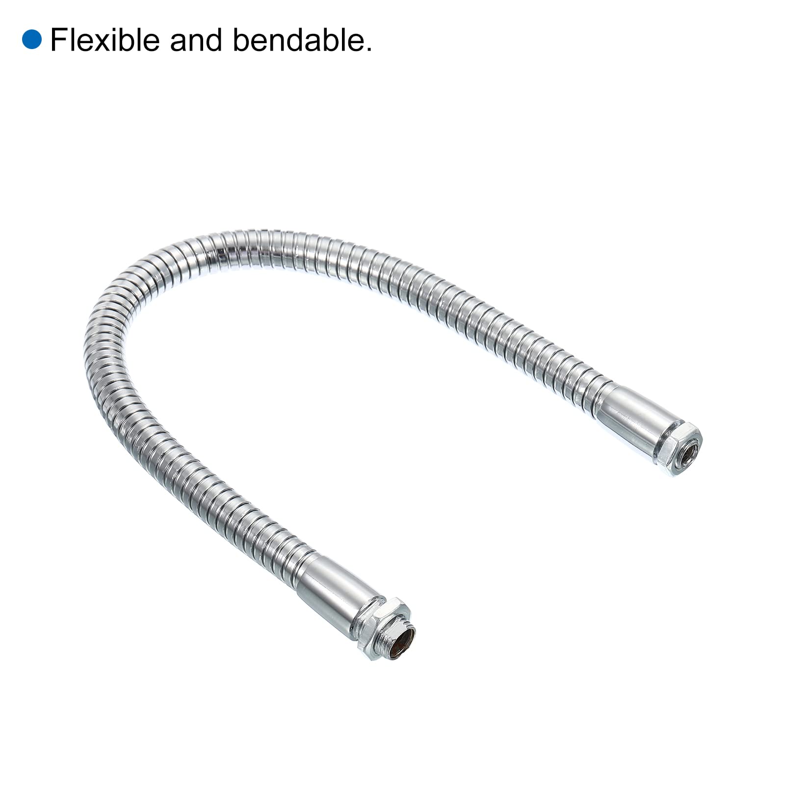 PATIKIL 11.8" Universal Gooseneck Hose, 2Pcs M10/M8 Fine Thread 10mm Metal Bendable Flexible Arm Gooseneck Tube Extension for Multifunction DIY, Silver Tone