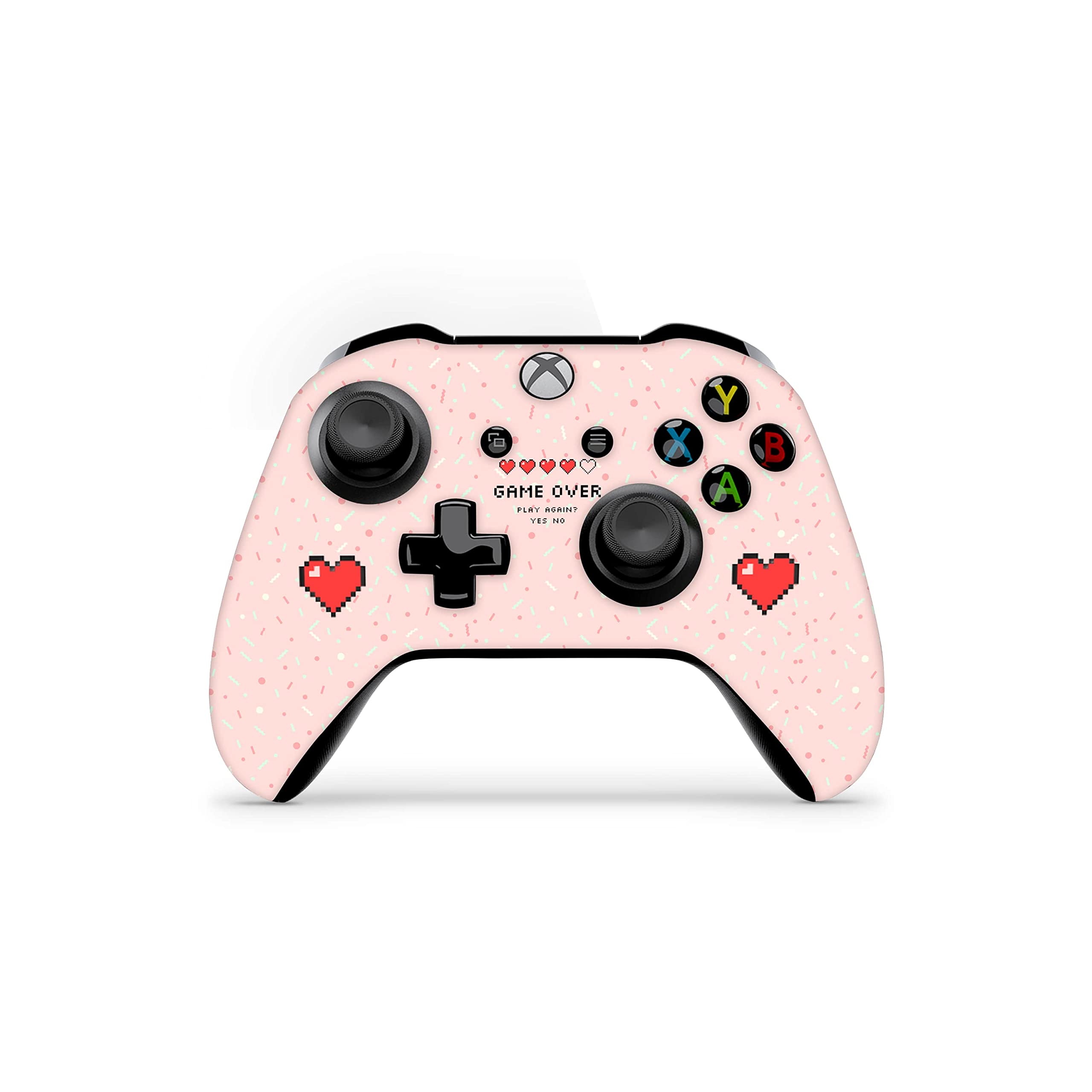 ZOOMHITSKINS Controller Skin Compatible with X1 S and X1 X, Vinyl Sticker Technology, Game Over Pixel Heart Red Cute Kawaii Pink, Durable, 1 Skin, Made in The USA