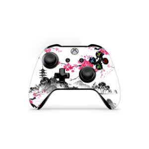 zoomhitskins controller skin compatible with x1 s and x1 x, vinyl sticker technology, japanese asian temple cherry blossom flower nature pink samurai, durable, 1 skin, made in the usa