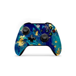 zoomhitskins controller skin compatible with x1 s and x1 x, vinyl sticker technology, blue green golden granit gemstone agate, durable, 1 skin, made in the usa