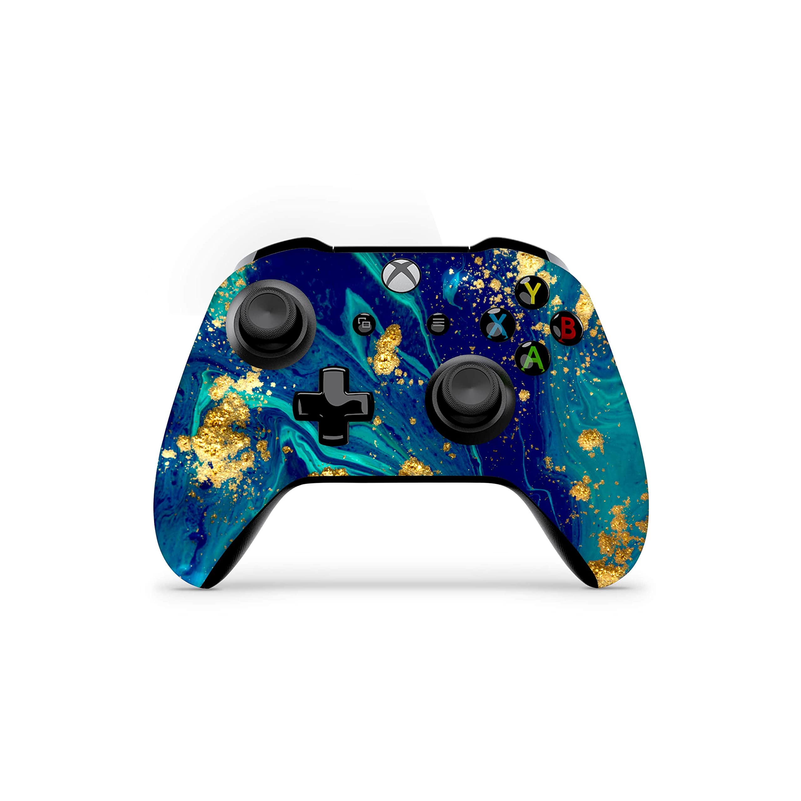 ZOOMHITSKINS Controller Skin Compatible with X1 S and X1 X, Vinyl Sticker Technology, Blue Green Golden Granit Gemstone Agate, Durable, 1 Skin, Made in The USA