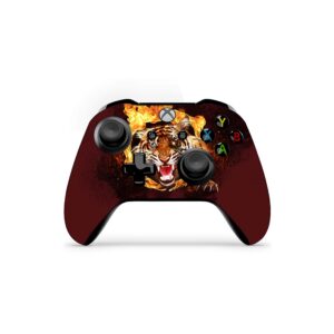 zoomhitskins controller skin compatible with x1 s and x1 x, vinyl sticker technology, tiger fire brown orange jungle king, durable, 1 skin, made in the usa