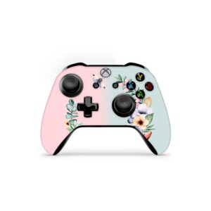 zoomhitskins controller skin compatible with x1 s and x1 x, vinyl sticker technology, pastel pink blue elegant flowers, durable, 1 skin, made in the usa