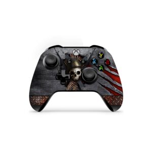 zoomhitskins controller skin compatible with x1 s and x1 x, vinyl sticker technology, skull horror metal red gray silver skeleton, durable, 1 skin, made in the usa