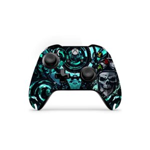 zoomhitskins controller skin compatible with x1 s and x1 x, vinyl sticker technology, neon green black skull metal, durable, 1 skin, made in the usa