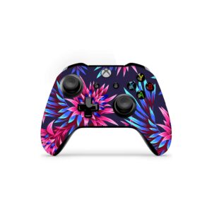 zoomhitskins controller skin compatible with x1 s and x1 x, vinyl sticker technology, neon flowers pink blue leaves, durable, 1 skin, made in the usa