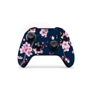 zoomhitskins controller skin compatible with x1 s and x1 x, vinyl sticker technology, sakura japan cherry blossom dark blue navy pink flowers, durable, 1 skin, made in the usa