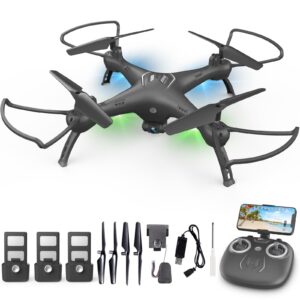 attop drone with camera for adults/kids/beginners, 3 batteries 30 mins flight time fpv drones, 120°fov 1080p hd, easy control with remote/app/voice/gesture/gravity, 1 key operation, boys & girls toy drone