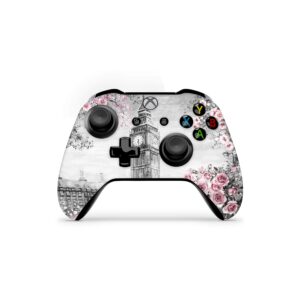 zoomhitskins controller skin compatible with x1 s and x1 x, vinyl sticker technology, london big ben europe romantic city pink rose black white art, durable, 1 skin, made in the usa