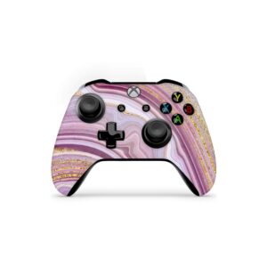 zoomhitskins controller skin compatible with x1 s and x1 x, vinyl sticker technology, pink gold lines gemstone cut marble rose, durable, 1 skin, made in the usa