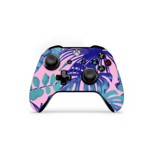 zoomhitskins controller skin compatible with x1 s and x1 x, vinyl sticker technology, pastel purple tropical flowers pink blue leaves, durable, 1 skin, made in the usa